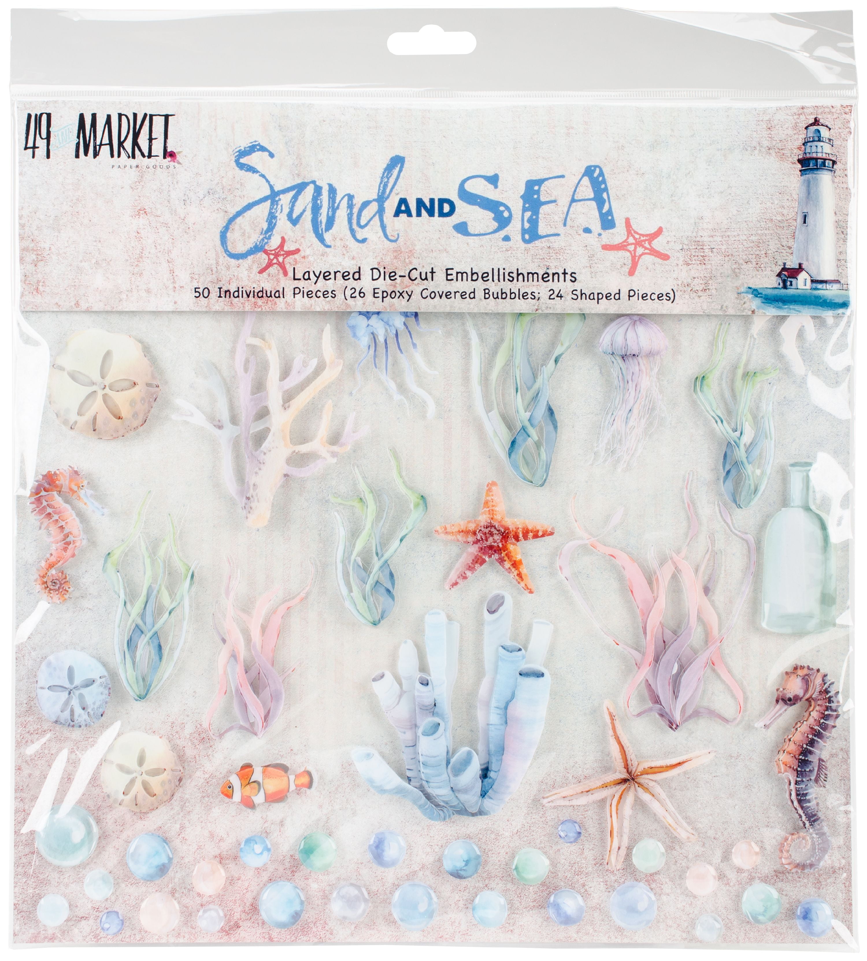 Sand & Sea Layered Plastic Embellishments 12"X12" 26 Epoxy Covered ...