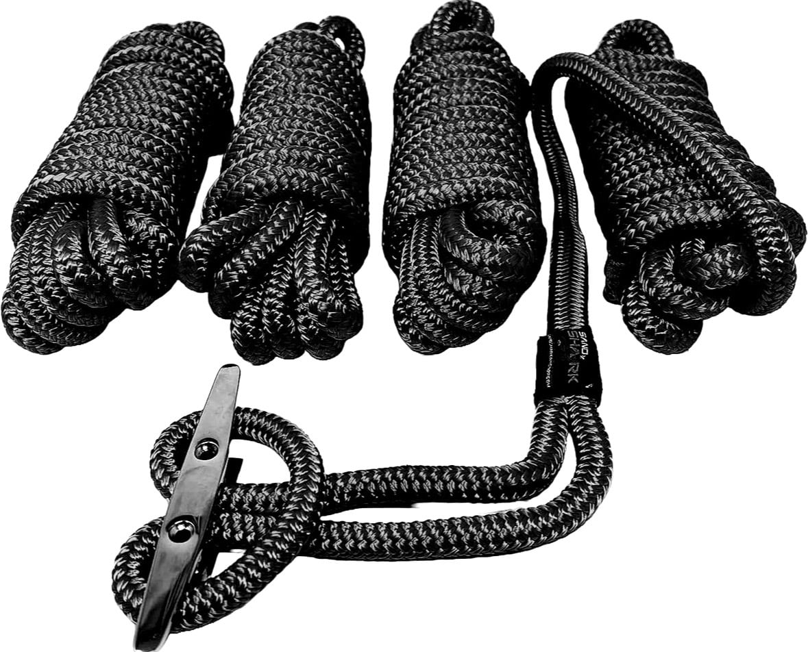 Sand Shark 15ft Boat Rope, 1/2in Dock Lines, Double-Braided Nylon ...