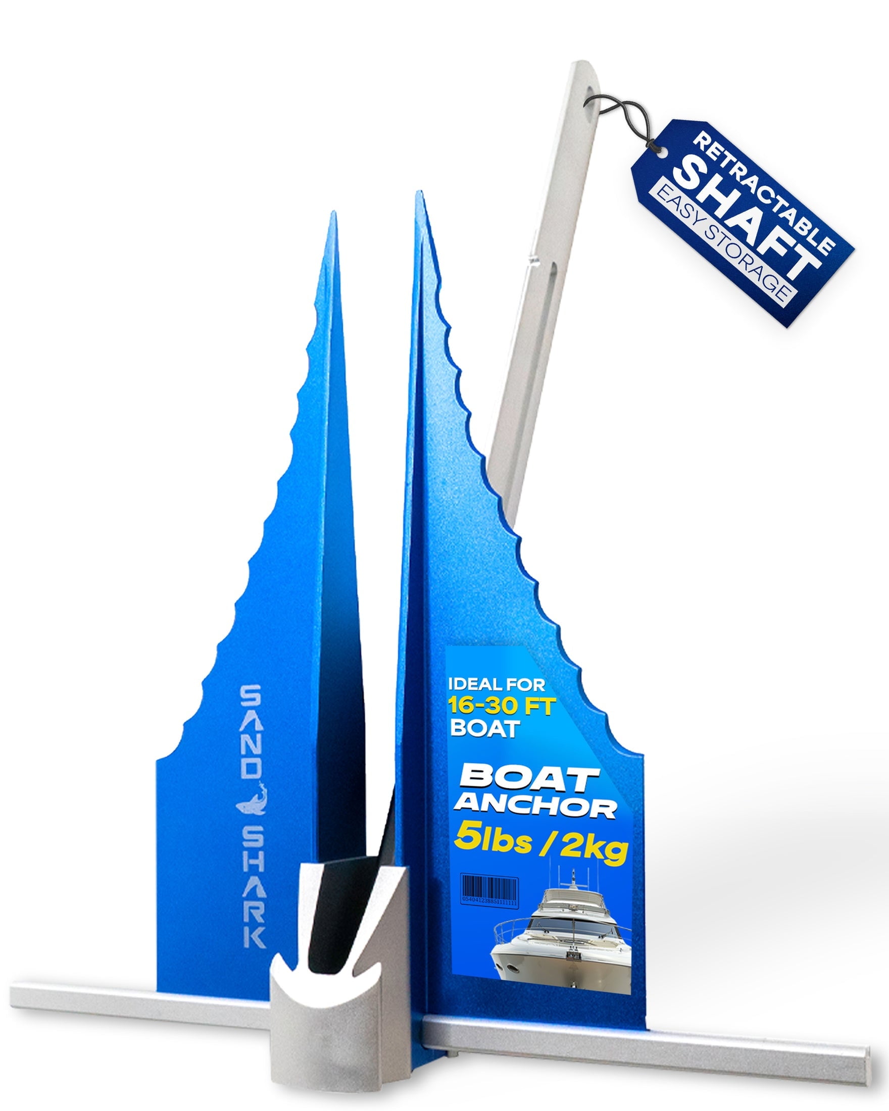 SandShark Shark-Bite Fluke Style 4.5lb Aluminum Retractable Anchor for ...