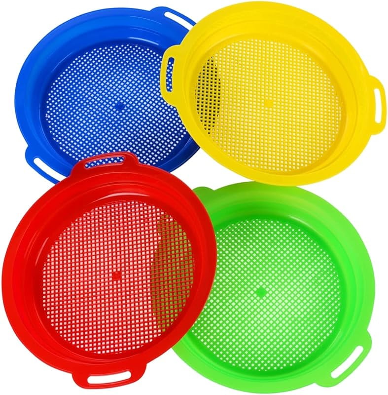 Sand Sifters Sieve for The Beach Sand Toys (Red, Blue, Yellow & Green ...