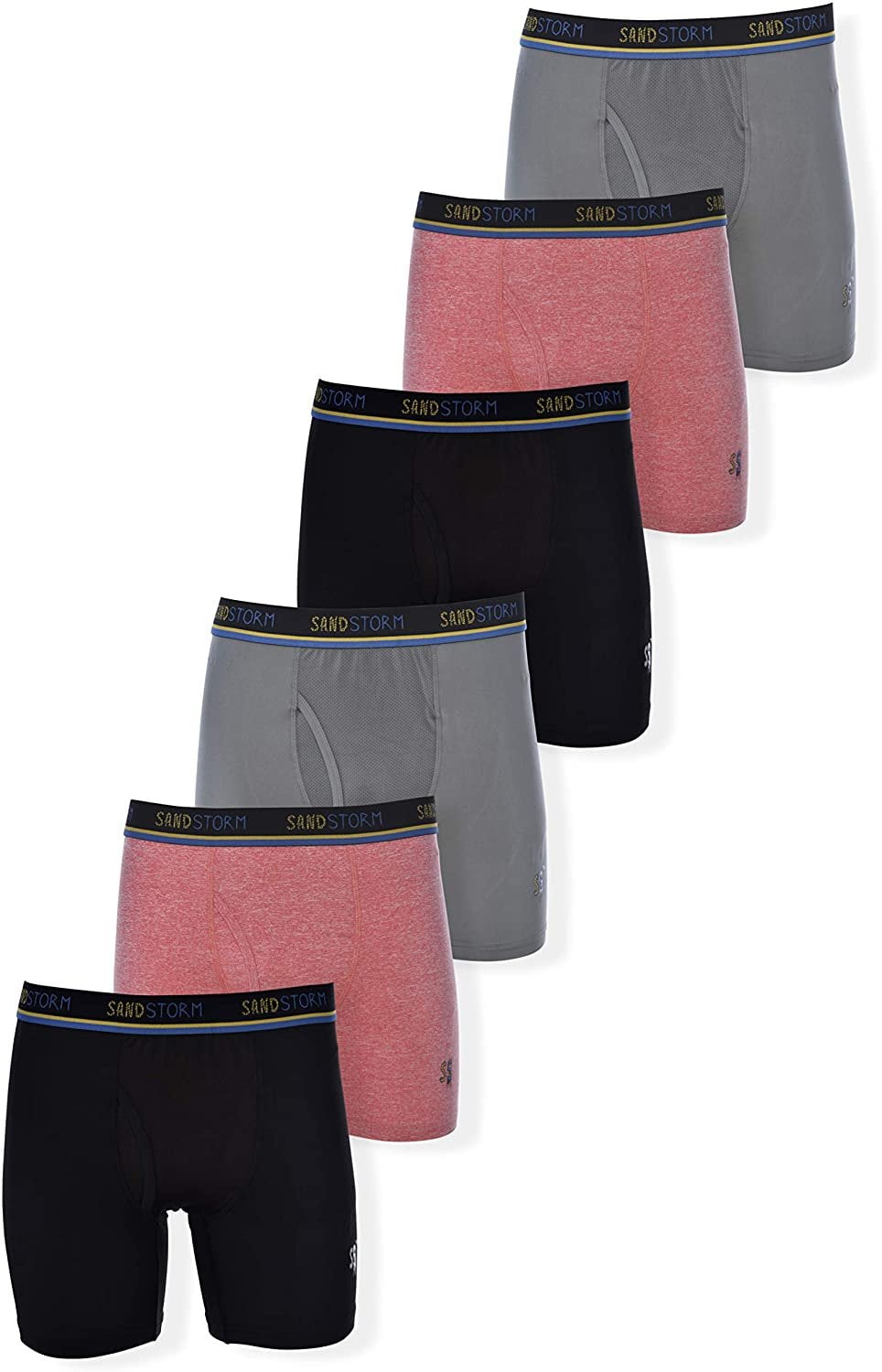 Sand Storm Mens Performance Boxer Briefs - 6-Pack Tagless Breathable ...