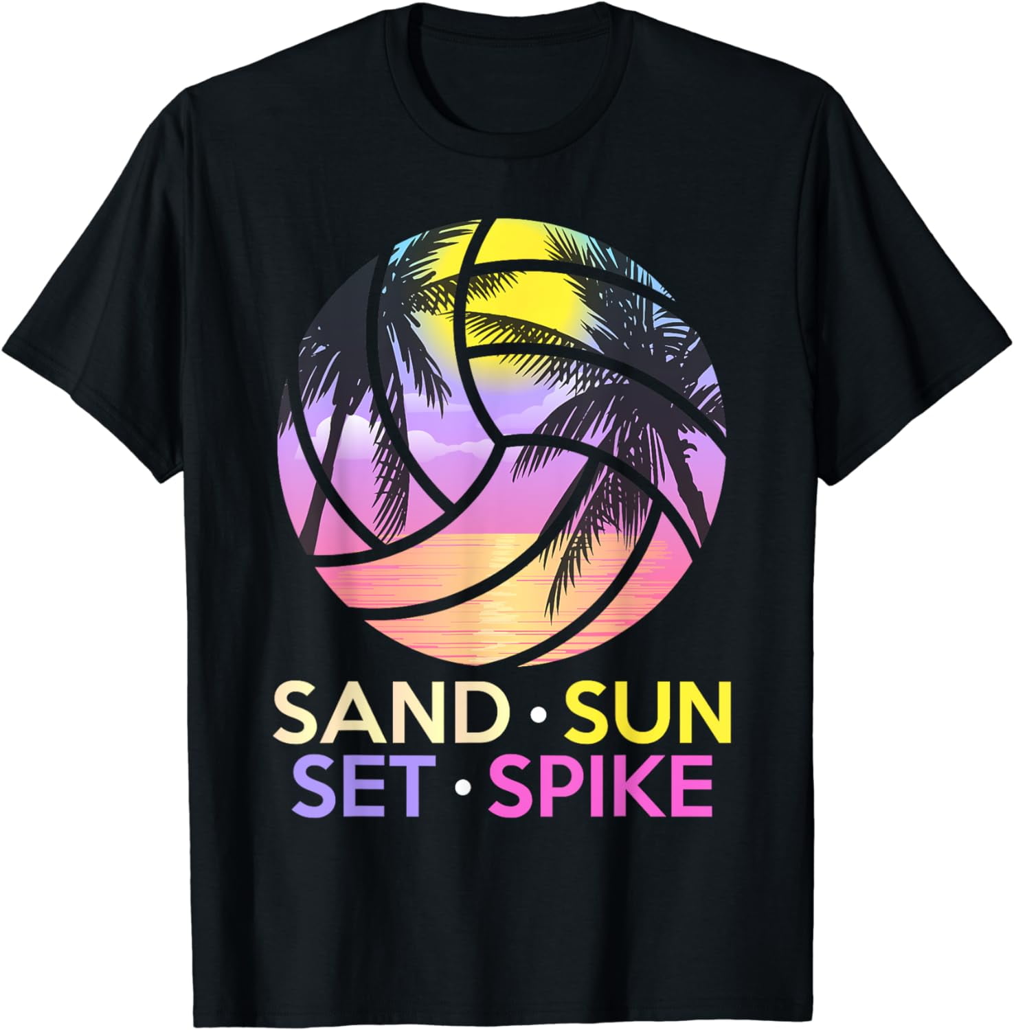 Sand Sun Set Spike Beach Volleyball T-Shirt - Walmart.com