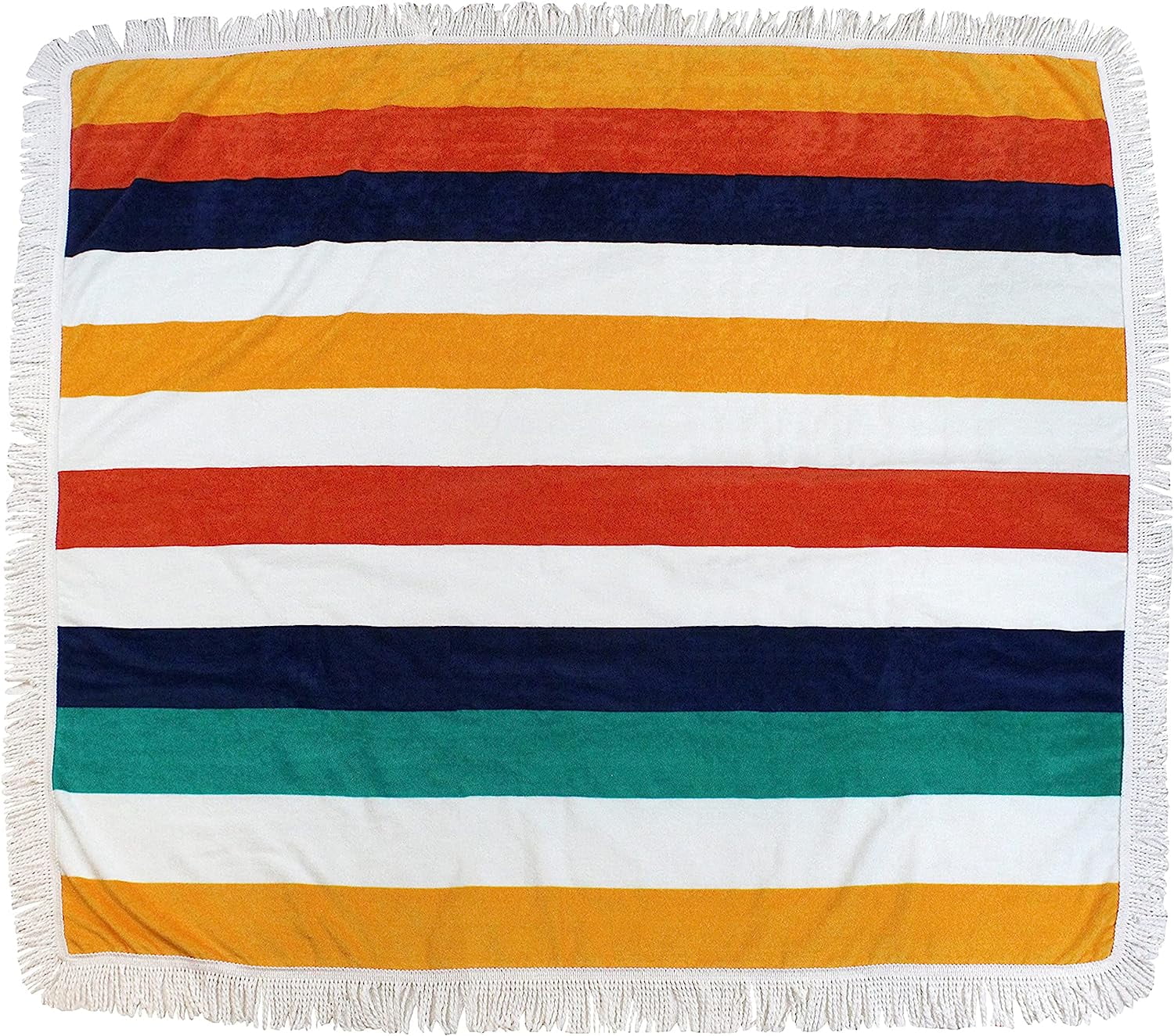Sand & Surf Oversized Square Beach Towel with Fringe, 60x60 - Stripe ...
