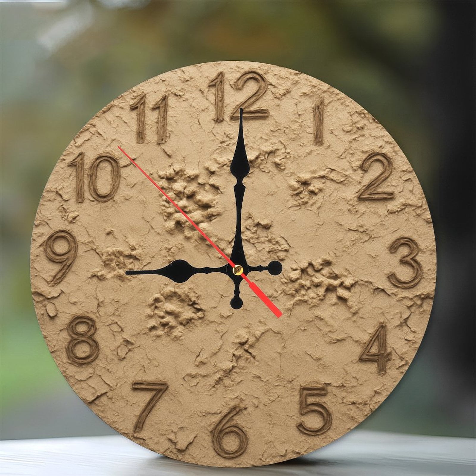 Sand Texture Wall Clock Home Decor Art Craft 10-Inch Silent Wooden Wall ...