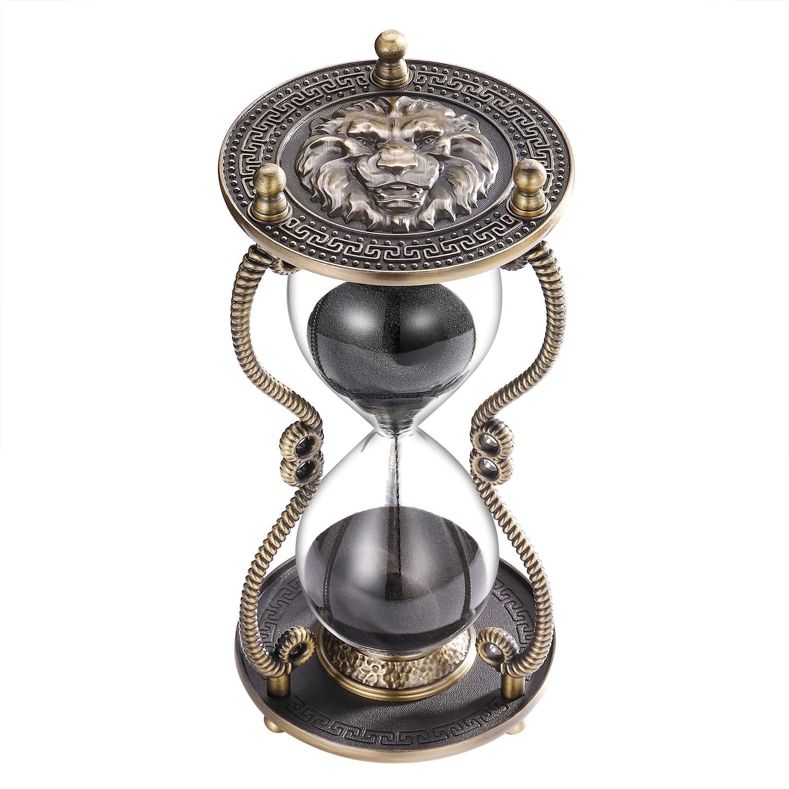 Sand Timer 60 Minute Hourglass:Large Metal Lion Carved Sand Clock ...