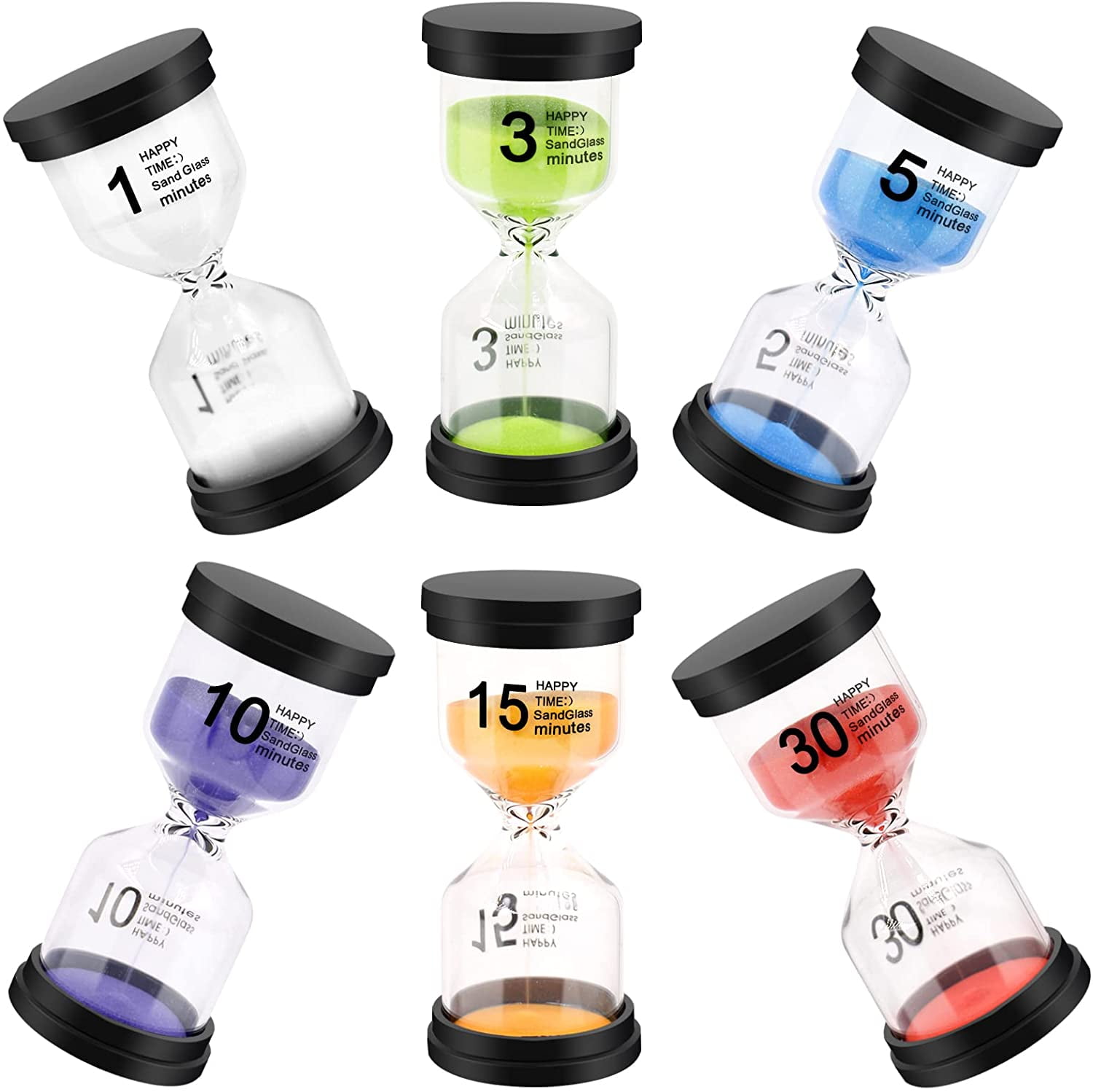 Sand Timer, Hourglass Sand Timers Colorful 1/3/5/10/15/30 Minutes ...