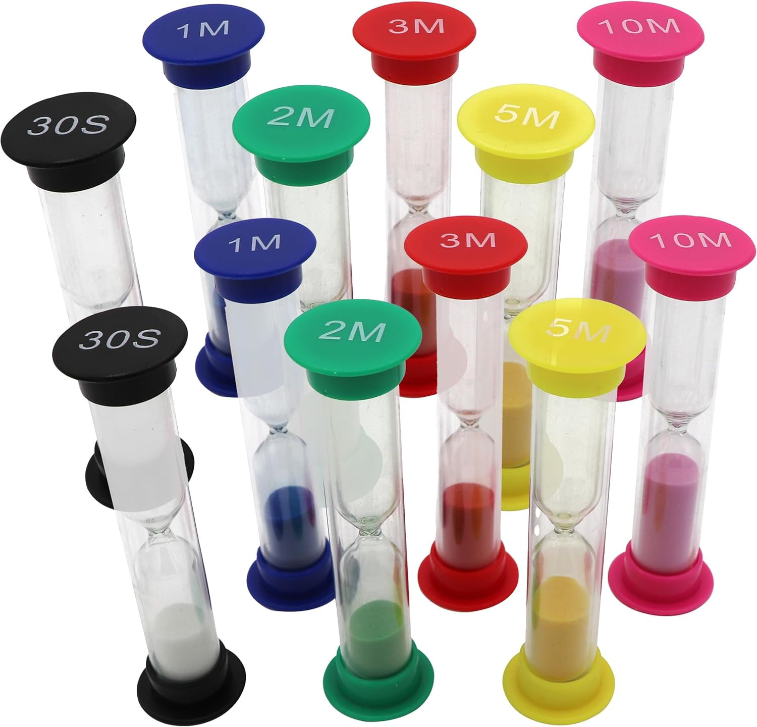 Sand Timer for Kids Set of 12 Small Colorful (Multi) Hour Glass Acrylic ...