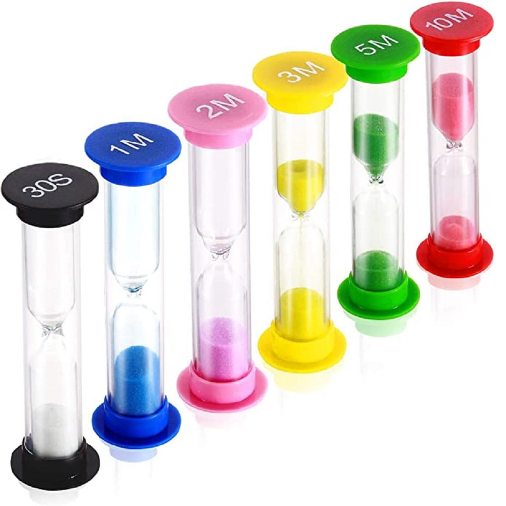 Sand Timer for Kids Set of 6, Colorful Plastic Hourglass Sand Clock ...