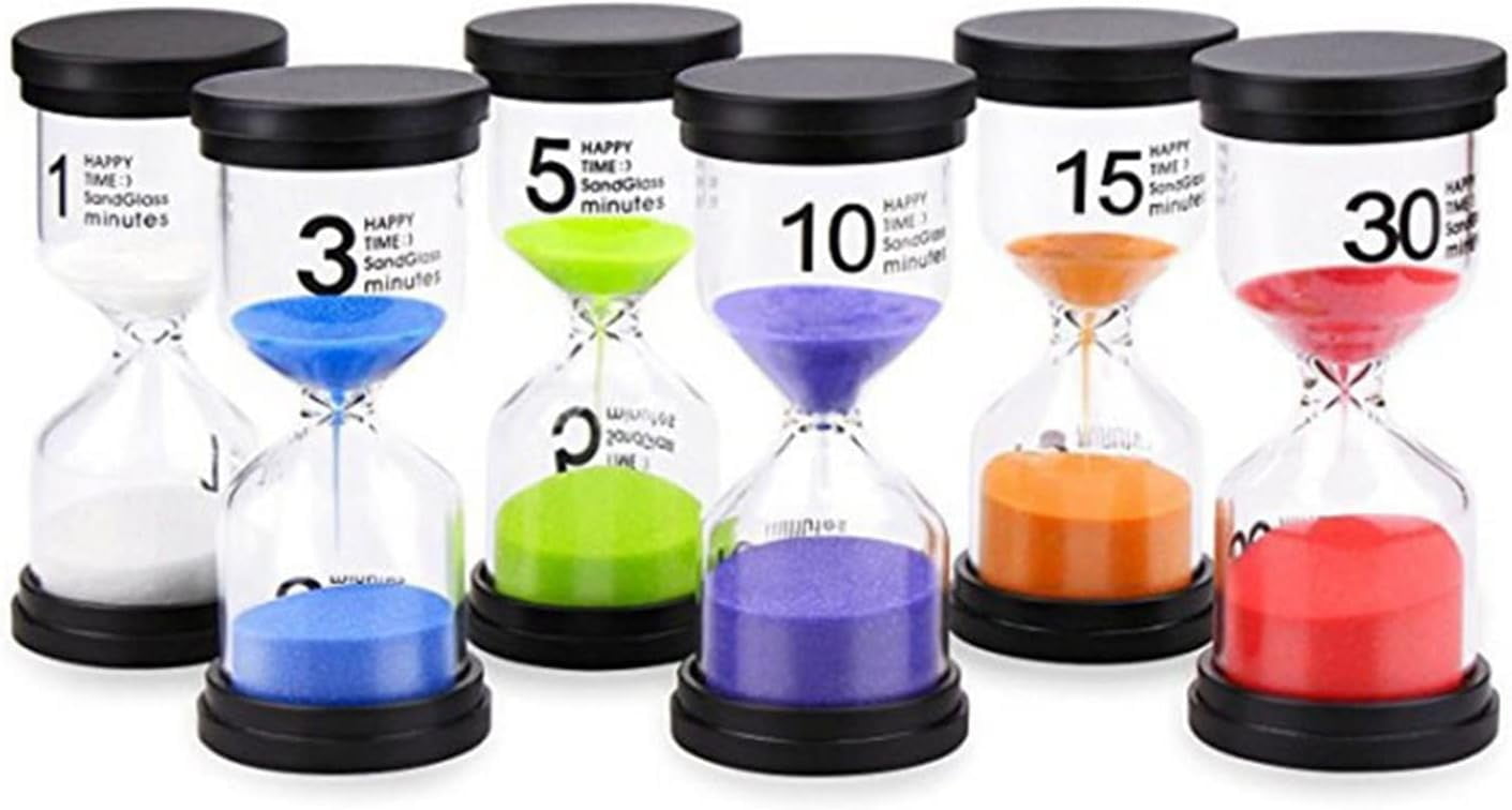 Sand Timer Set 1/3/5/10/15/30-Minutes 6 Color Hourglass Timer For Kid ...