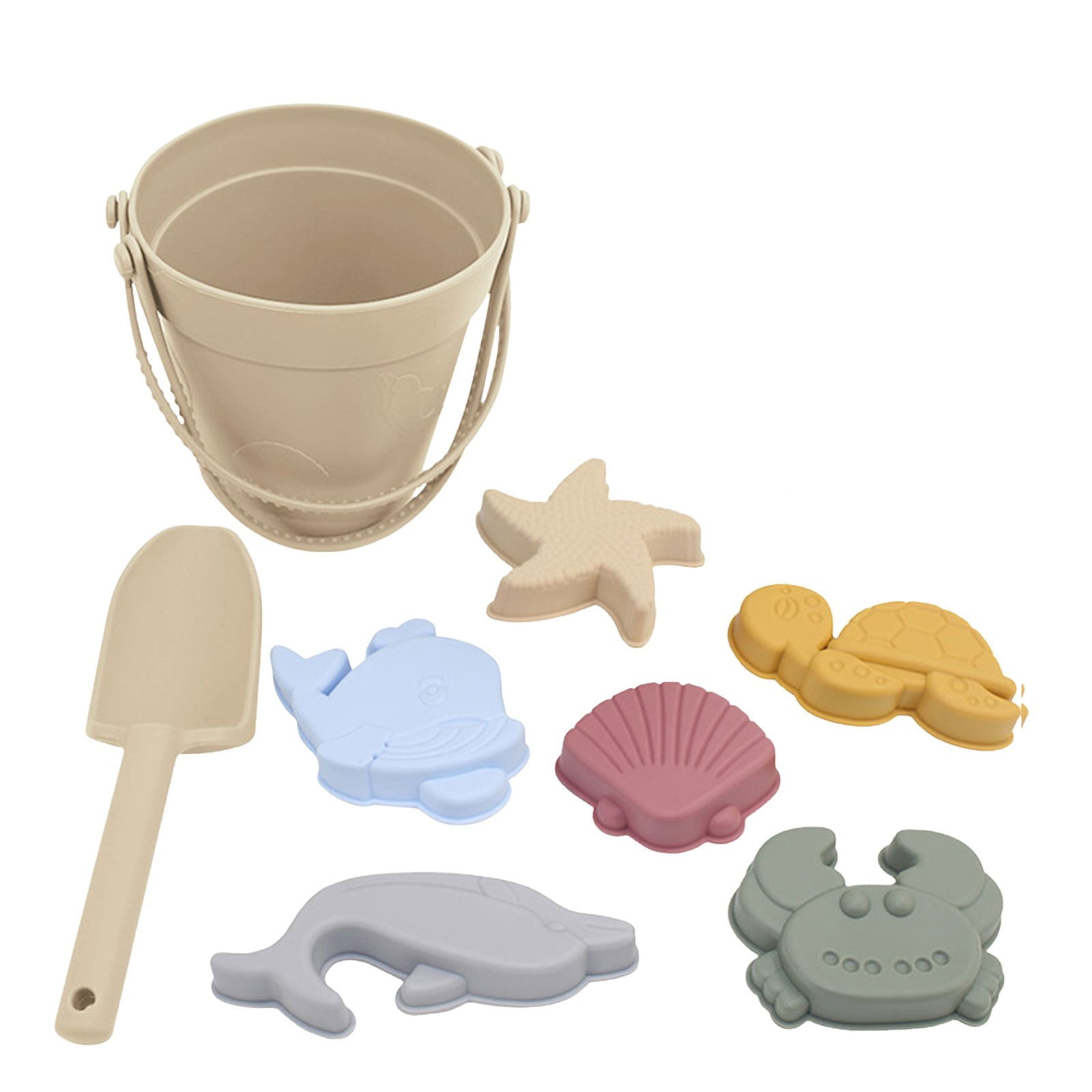 Sand Toy For Children 8 Pieces Silicone Beach Toy With Shovel Bucket ...