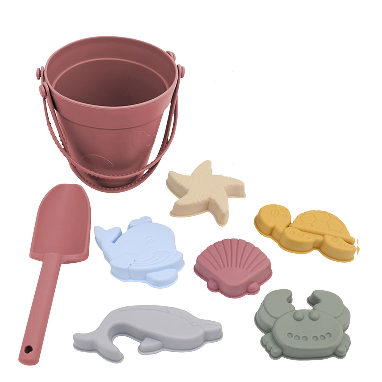 Sand Toy for Children, 8 Pieces, Safe Silicone Beach Toy with Shovel ...