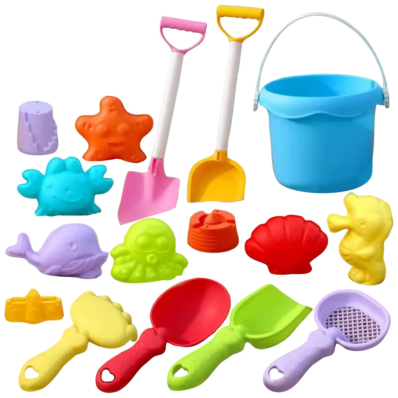 Sand Ultimate Sand toys Set with 6 Molds & Tools，Beach Bucket Set For ...