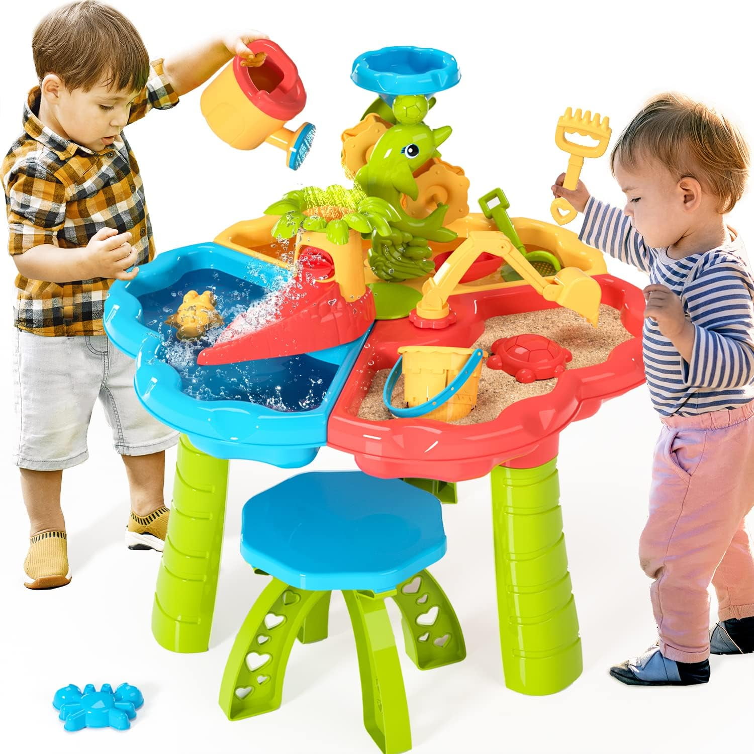 Sand Water Table for Toddlers, 3 in 1 Sand Table and Water Play Table ...