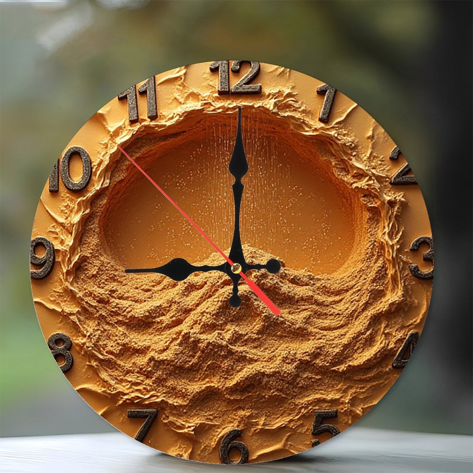 Sand Wave Texture Wall Clock Home Decor 10-Inch Silent Wooden Wall ...