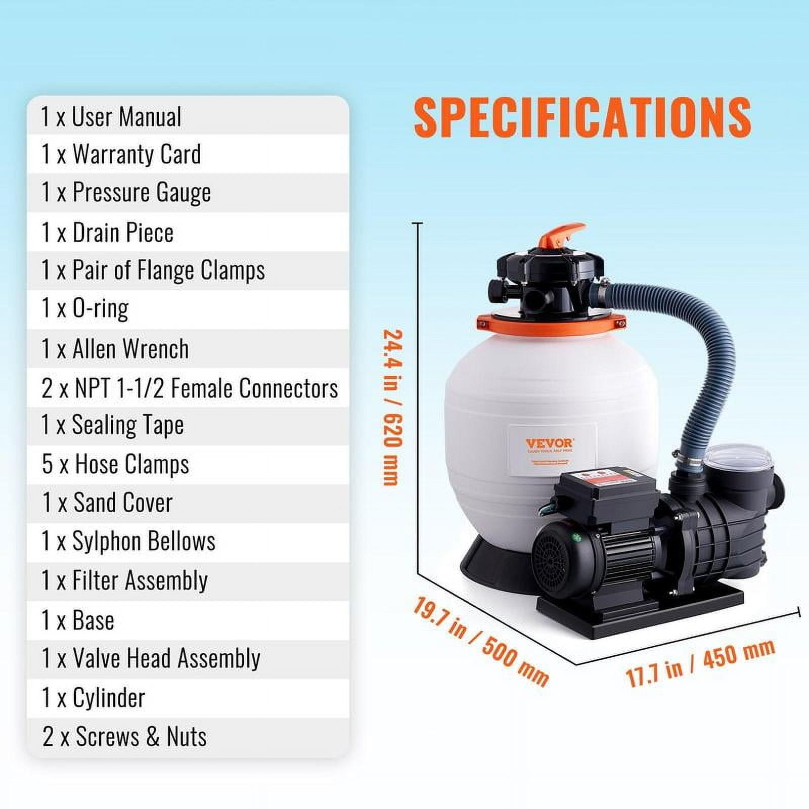 Sand filter pump for above ground pools, multiple sizes, Father's Day ...