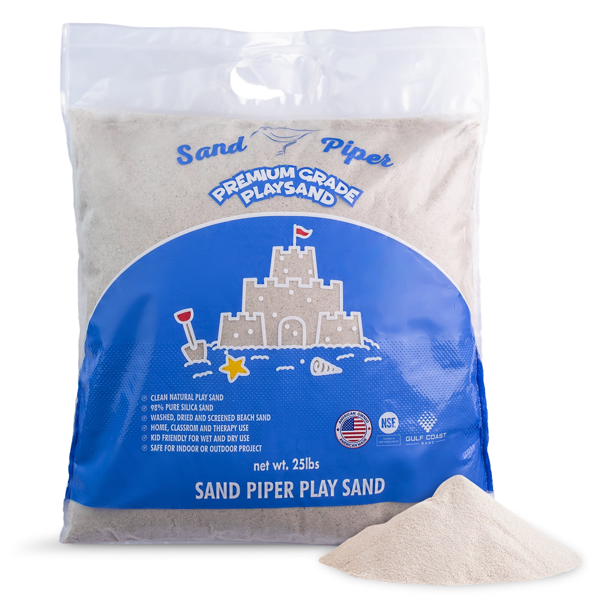 SandPiper Play Sand, 25 lb Bag, Chemical-Free, Clean Natural Sand for ...
