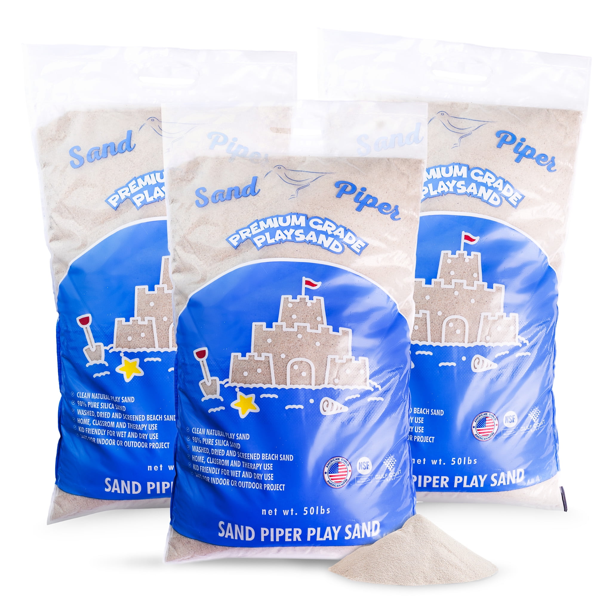 SandPiper 50lb Premium Grade Play Sand with Chemical Free Formula, 3 ...