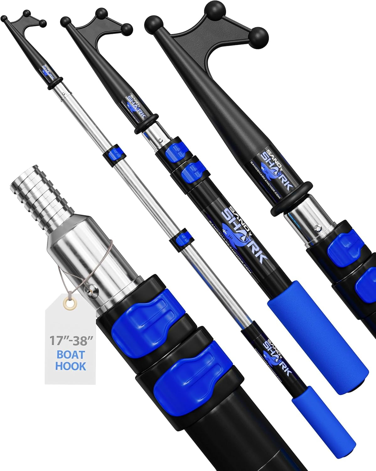 SandShark 4 Stage Heavy Duty Telescoping Boat Hook - Anodized Aluminum ...