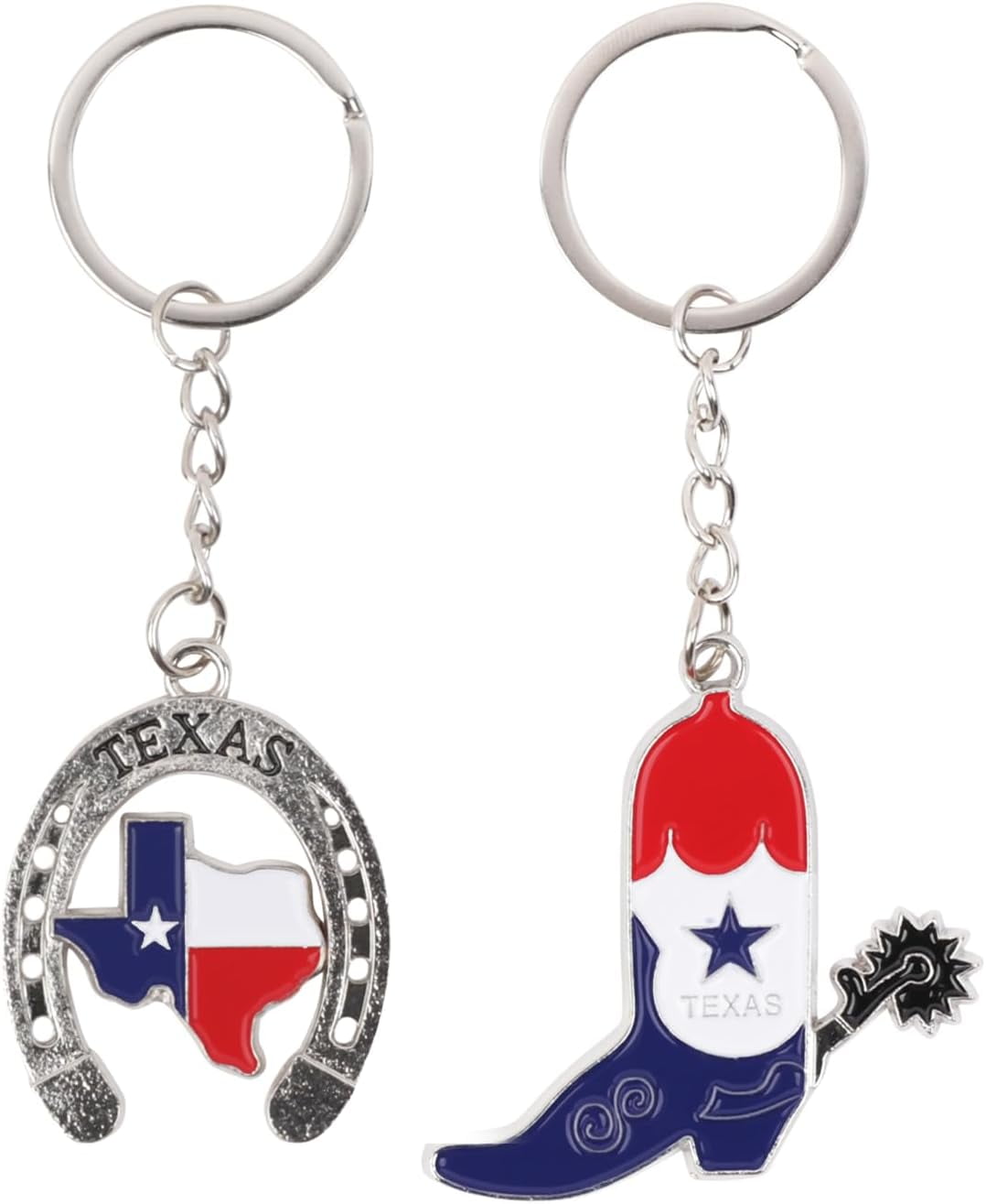 SandT Collection Set of 2 Texas Souvenir Metal Keychains-Texan Flag Key ...