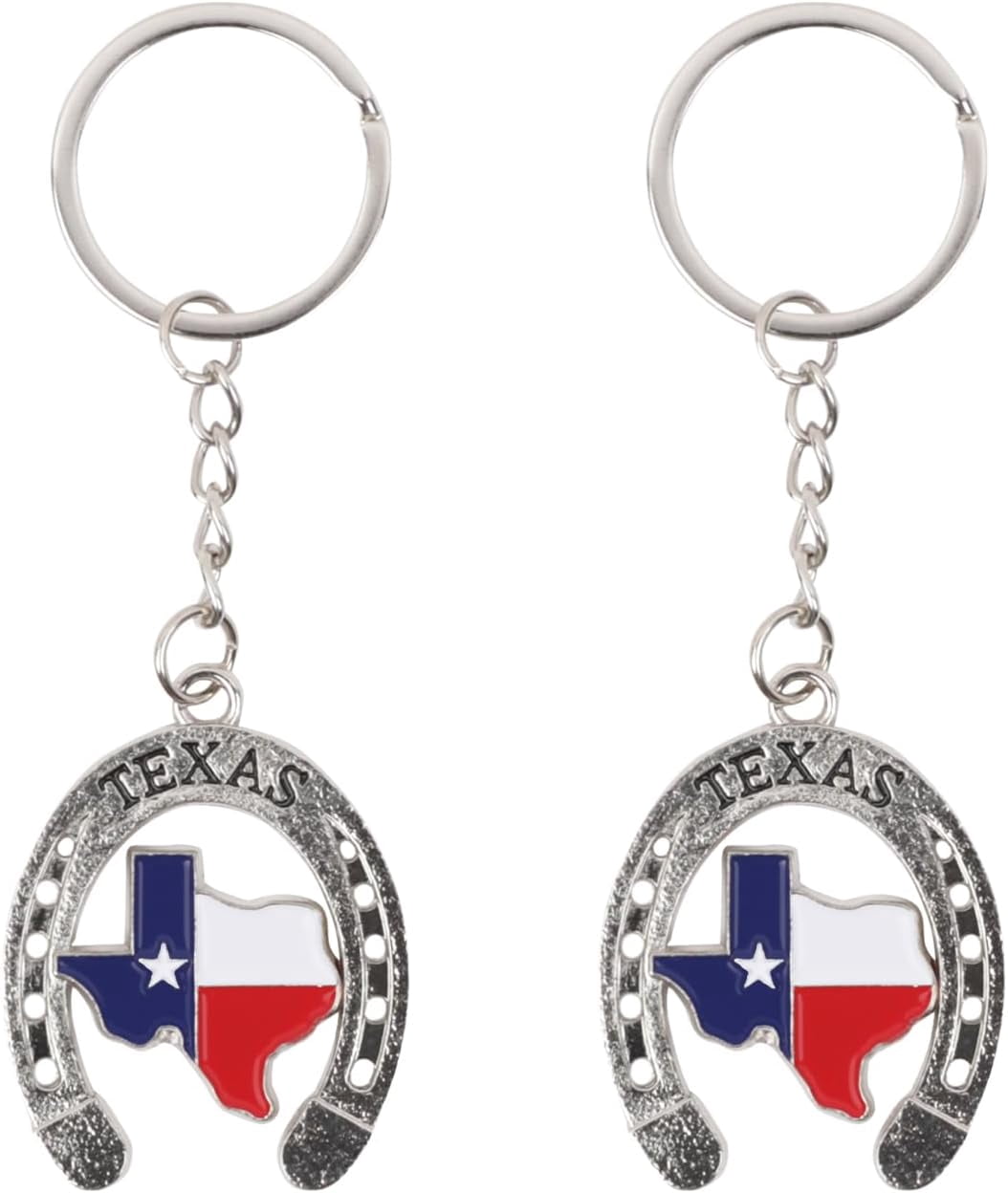 SandT Collection Set of 2 Texas Souvenir Metal Keychains - Texan Flag ...