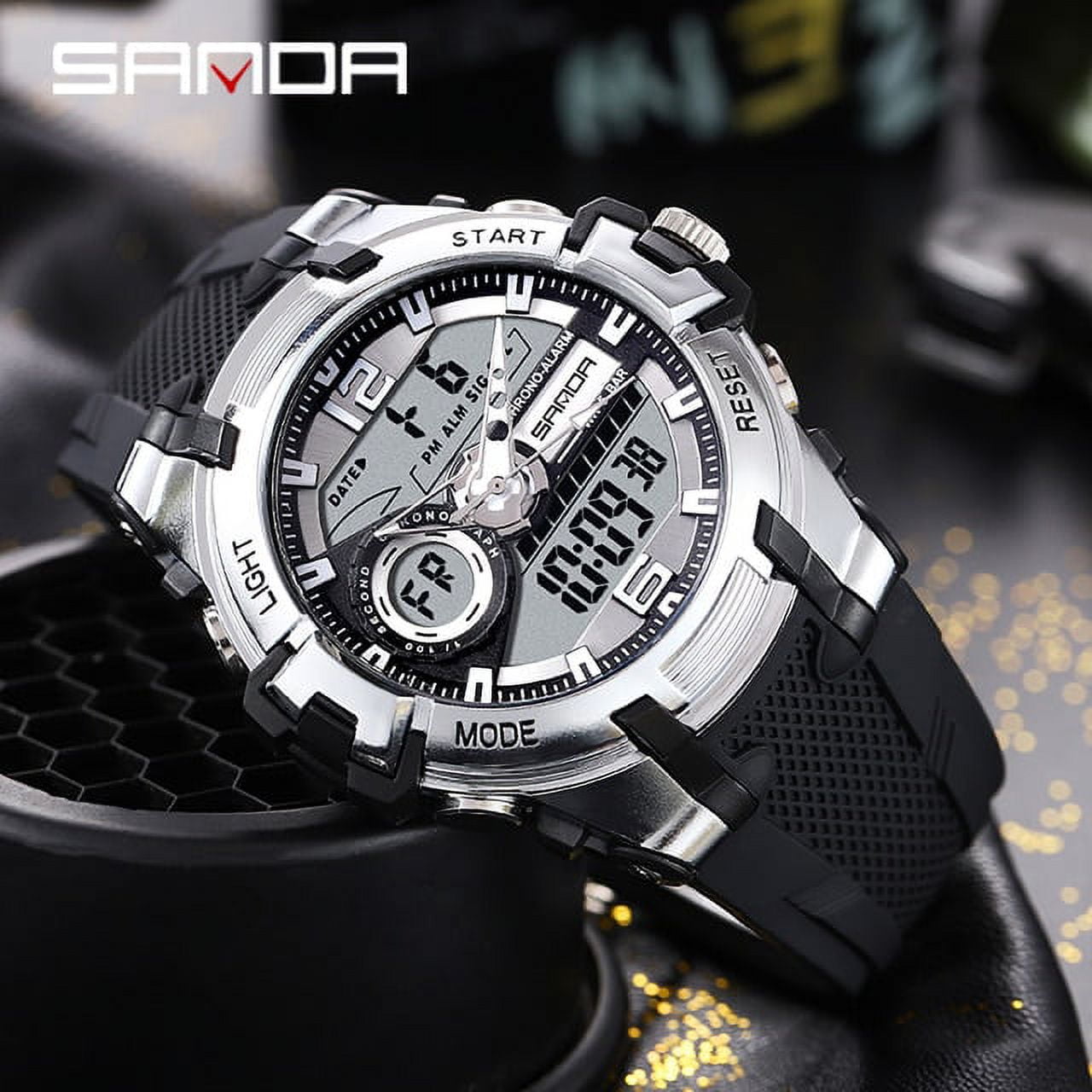 Sanda G Style Digital Watch Men Waterproof Shock Quartz Dual Display Sport Men Watches Led ...
