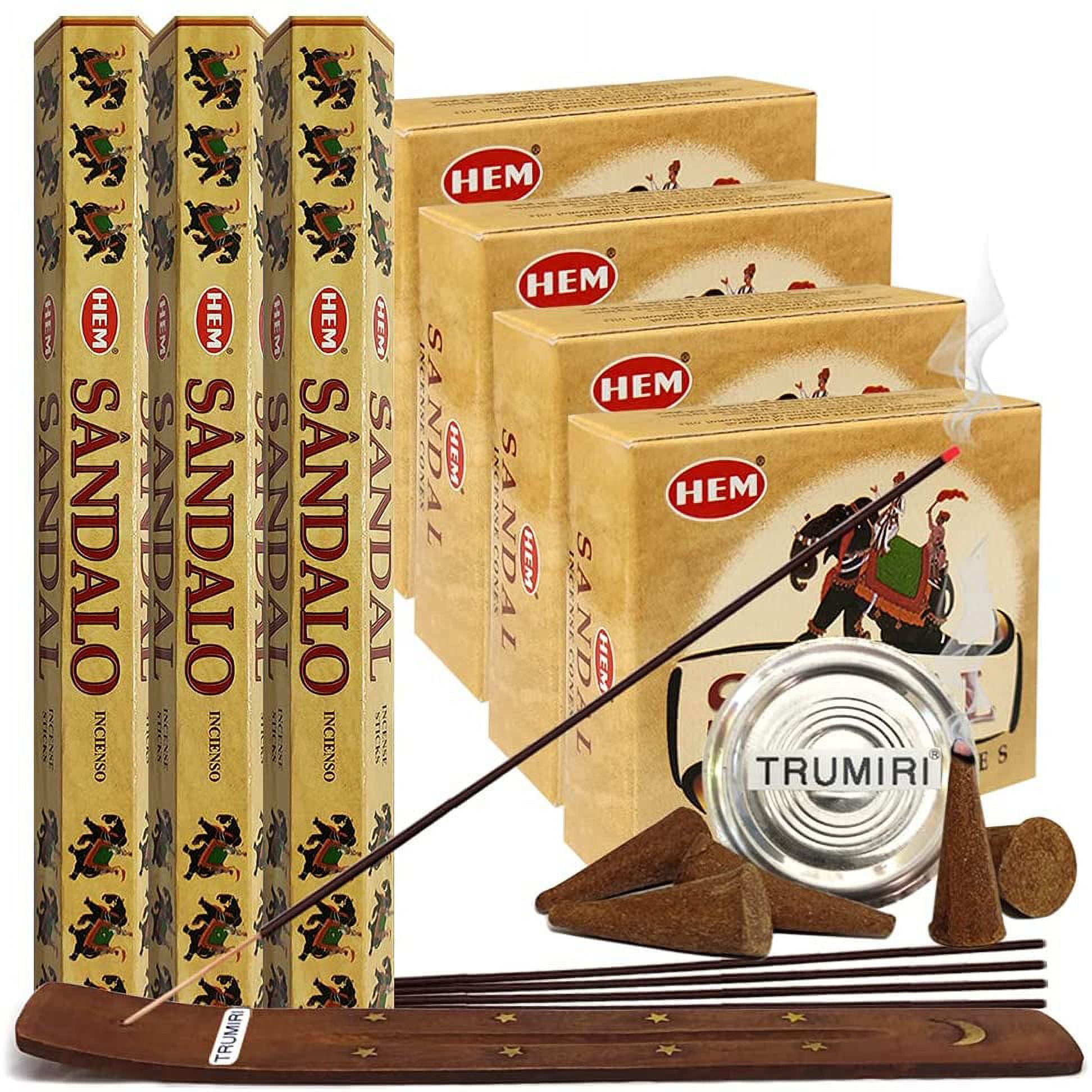 Sandalo Sandalwood Incense sticks and cone incense holder variety pack ...
