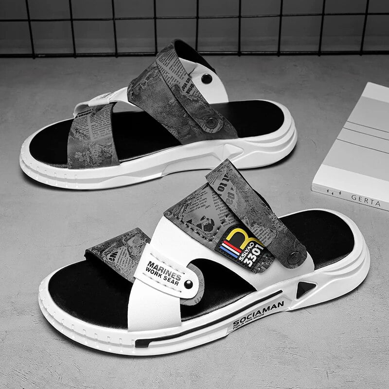 Sandals For Men Slippers Leather Casual Outdoor Beach Slides 2024 ...
