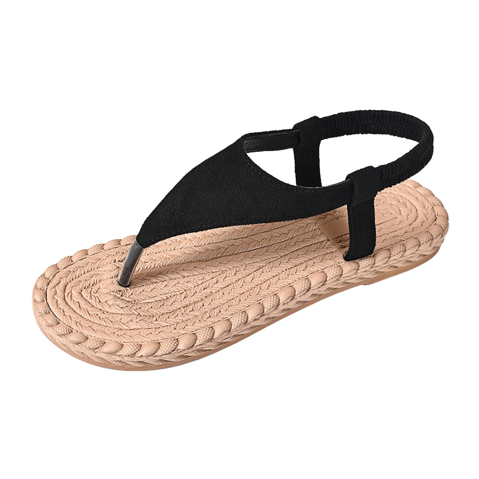 Sandals Slide on Shoes Women Casual Sliders with Textured Jute Like ...