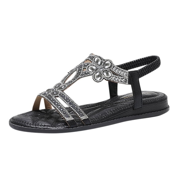 Sandals for Women Comfort Cow Print Sandals for Women with Elastic ...