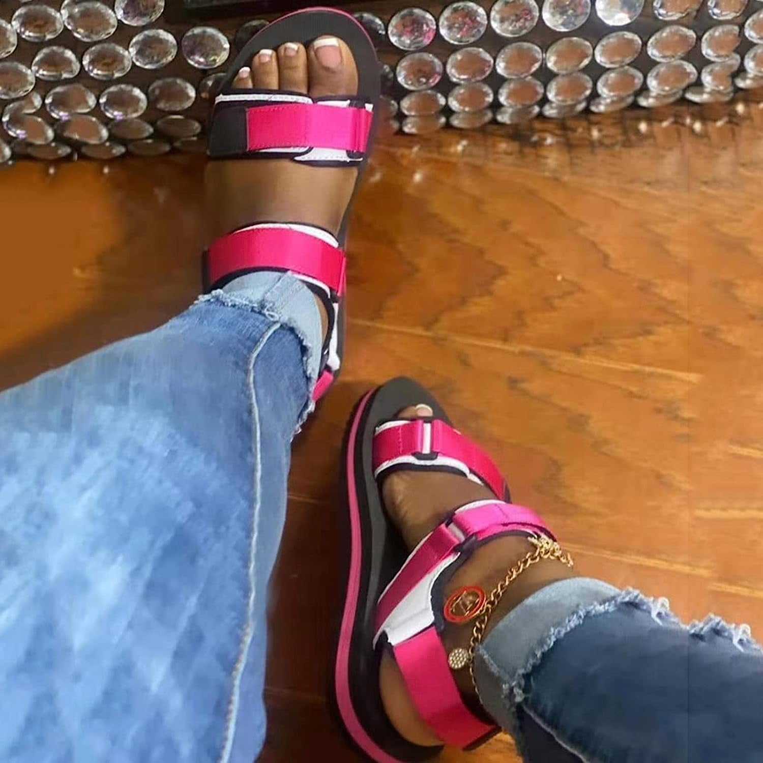 Sandals for Women Dressy Summer Shoes Flat Peep Casual Womens Sandals ...