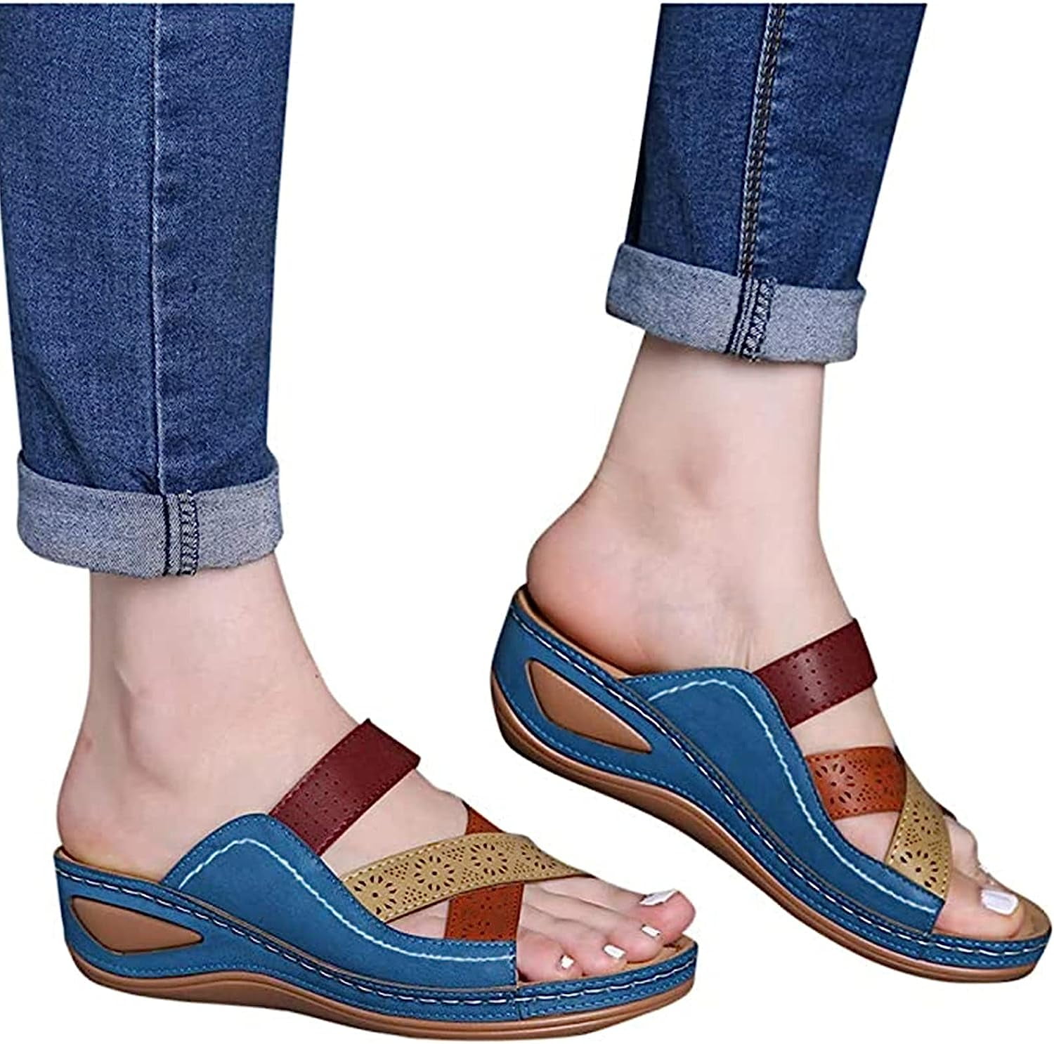 Sandals Women Fashion Floral Hollow-Out Orthopedic Flip Flops Arch ...