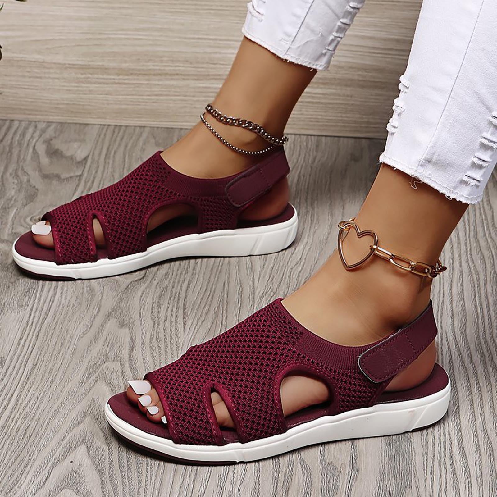 Sandals Women Mesh Breathable Slipper Dressy Summer Open Toe Sandals ...