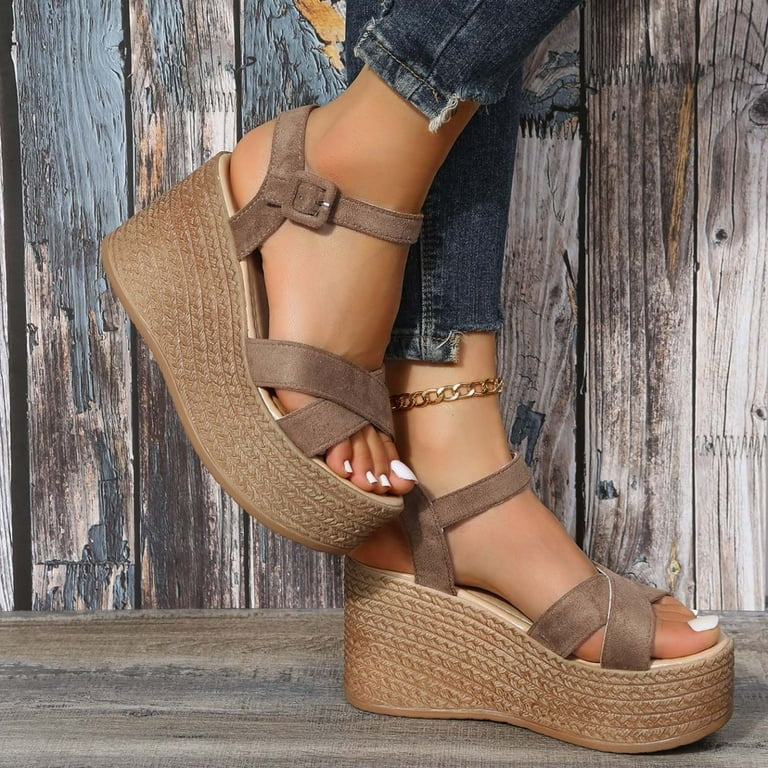 Sandals Women Straw Wedge Platform Slipper Dressy Summer Sandals Women Straw Wedge Platform Slipper Dressy Summer