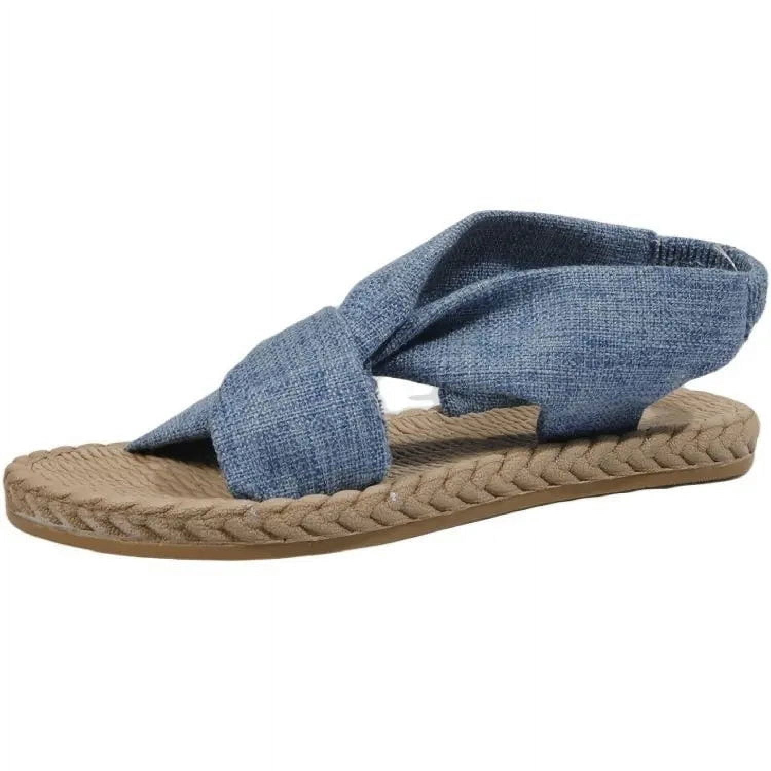 Sandals Women Wear Straw Linen Roman Sandals Elastic Band Crossed Flat ...