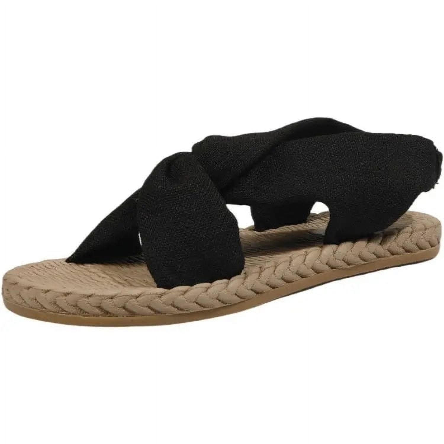 Sandals Women Wear Straw Linen Roman Sandals Elastic Band Crossed Flat ...