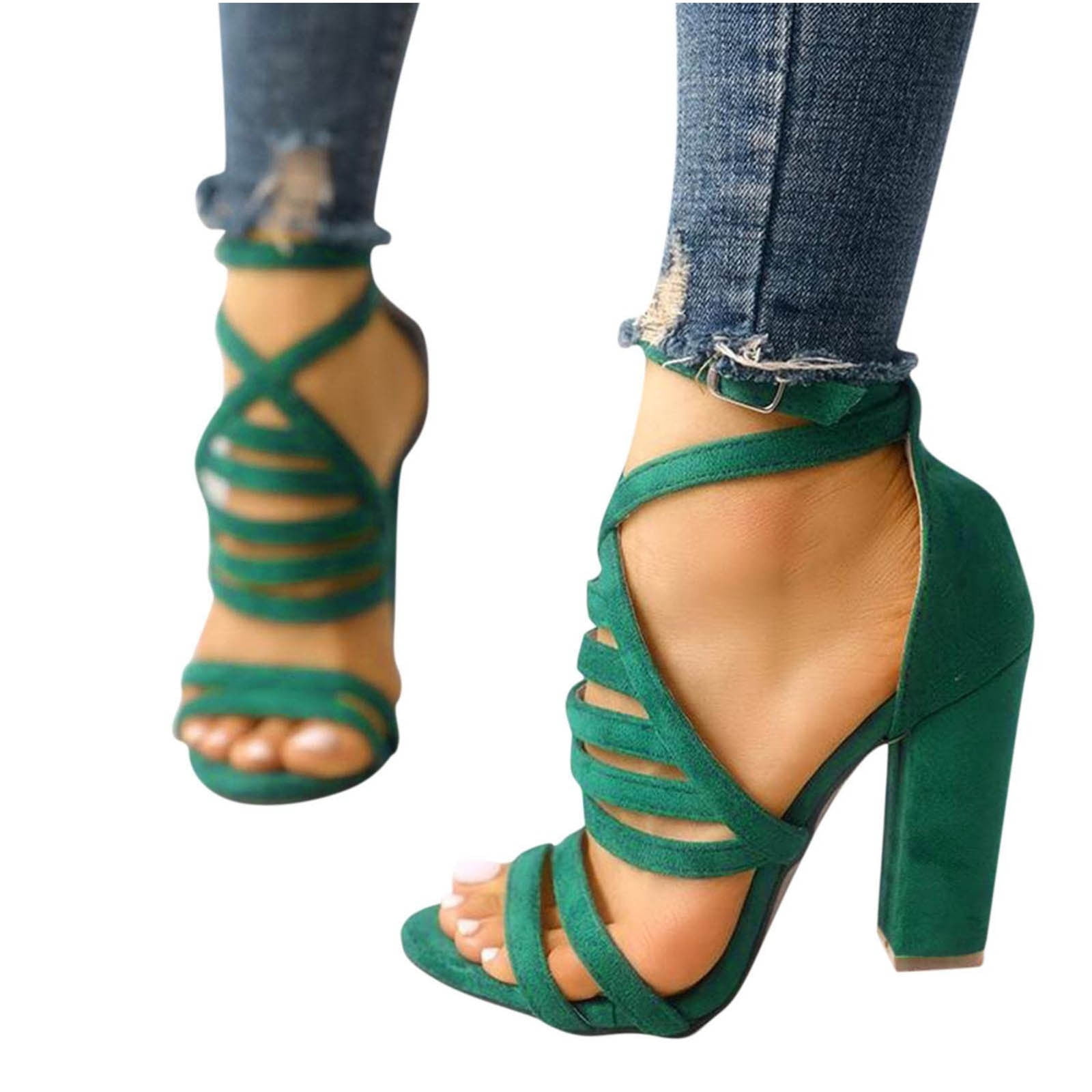 Sandals Womens High Heels Trendy Summer Fish Mouth Peep Toe Ankle ...