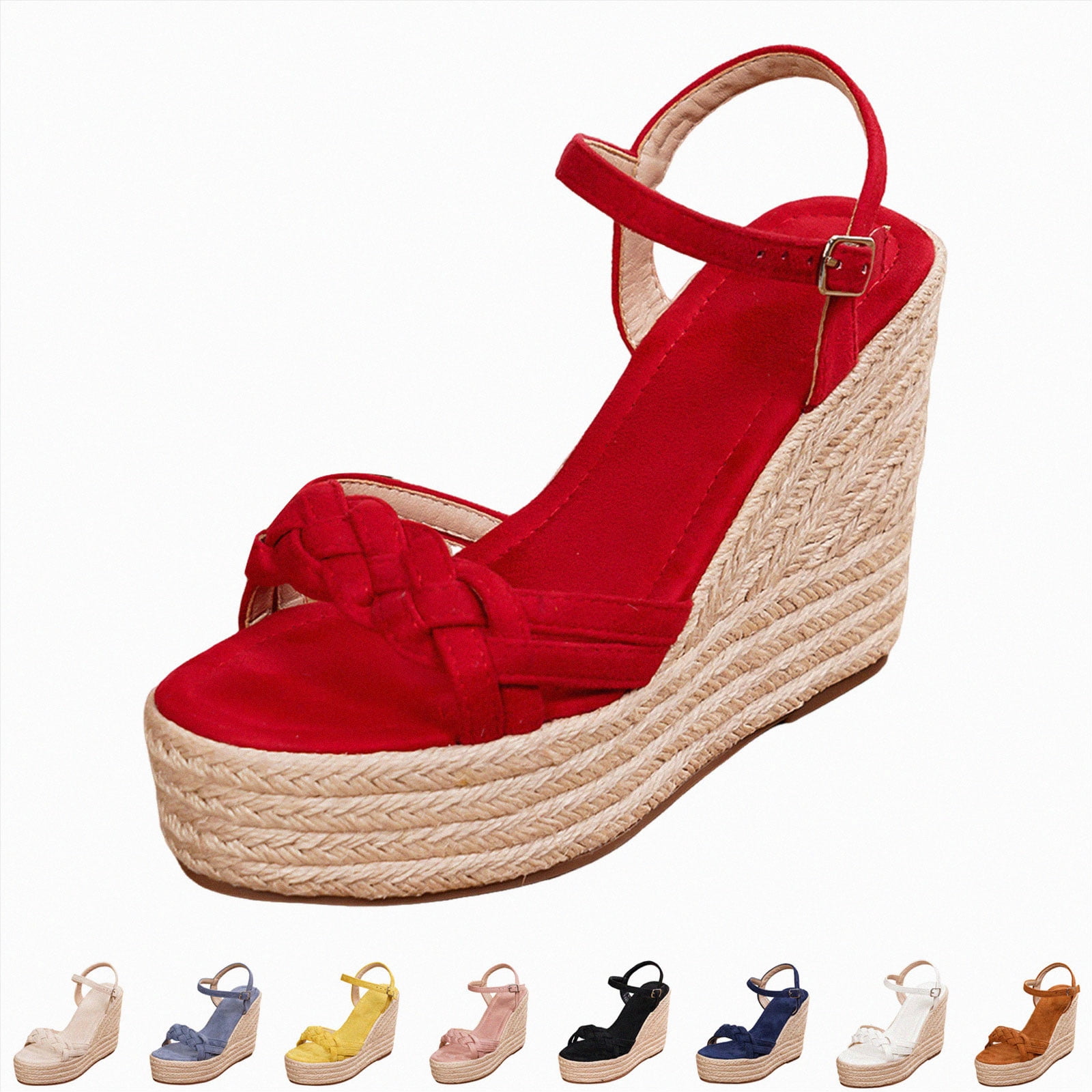 Sandals for Women 2026 Comfortable Wedge Platform Braided Espadrilles ...