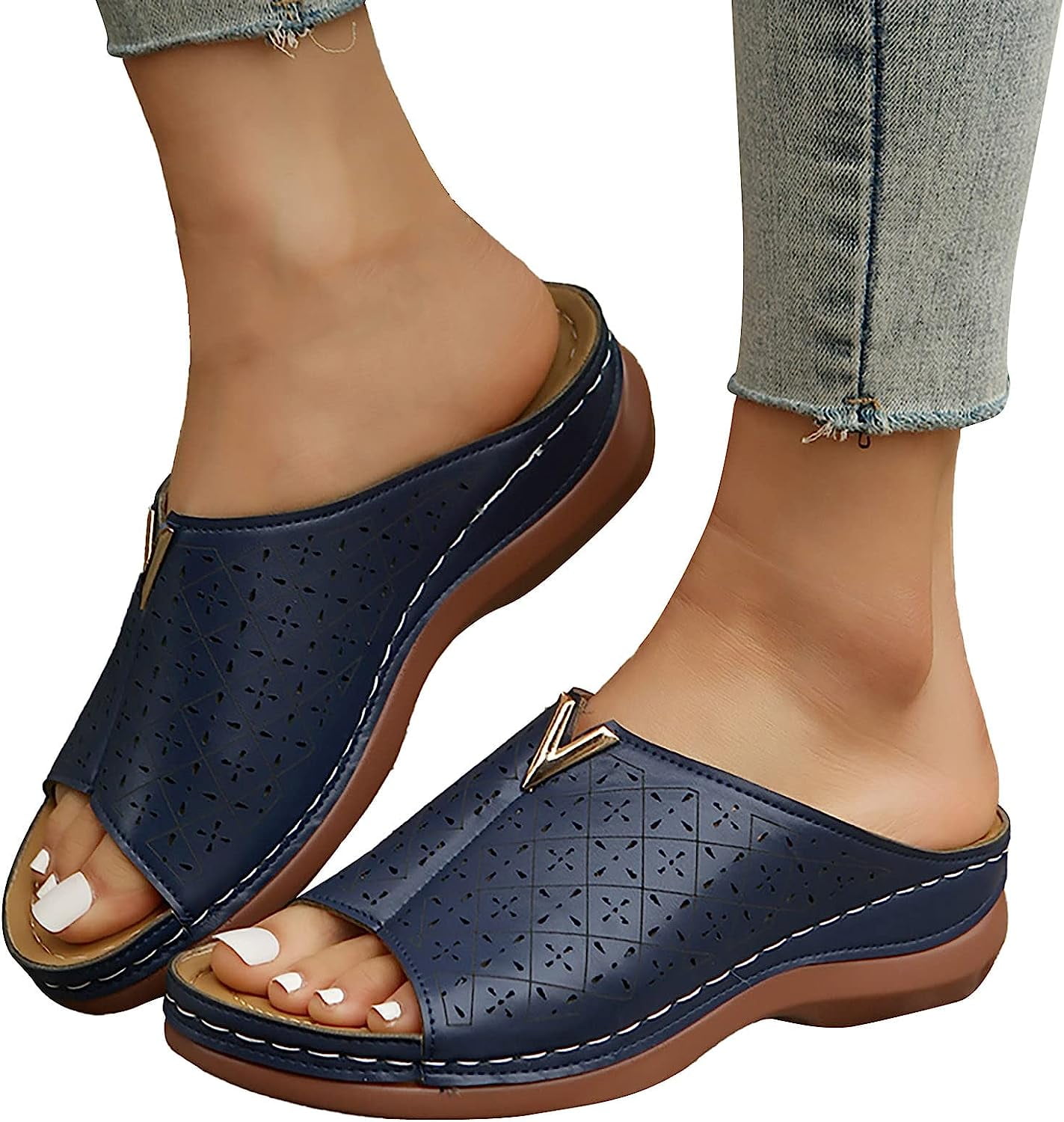 Sandals for Women Arch Support Rhinestones Dressy Wedge Sandals Casual ...