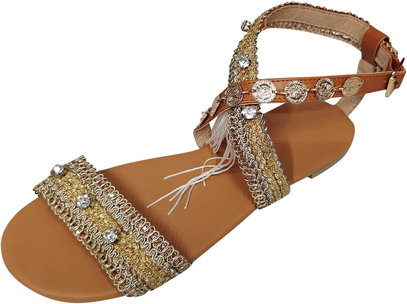 Sandals for Women Comfy Anti-Slip Peep Toe Flip Flop Retro Pluse Size ...