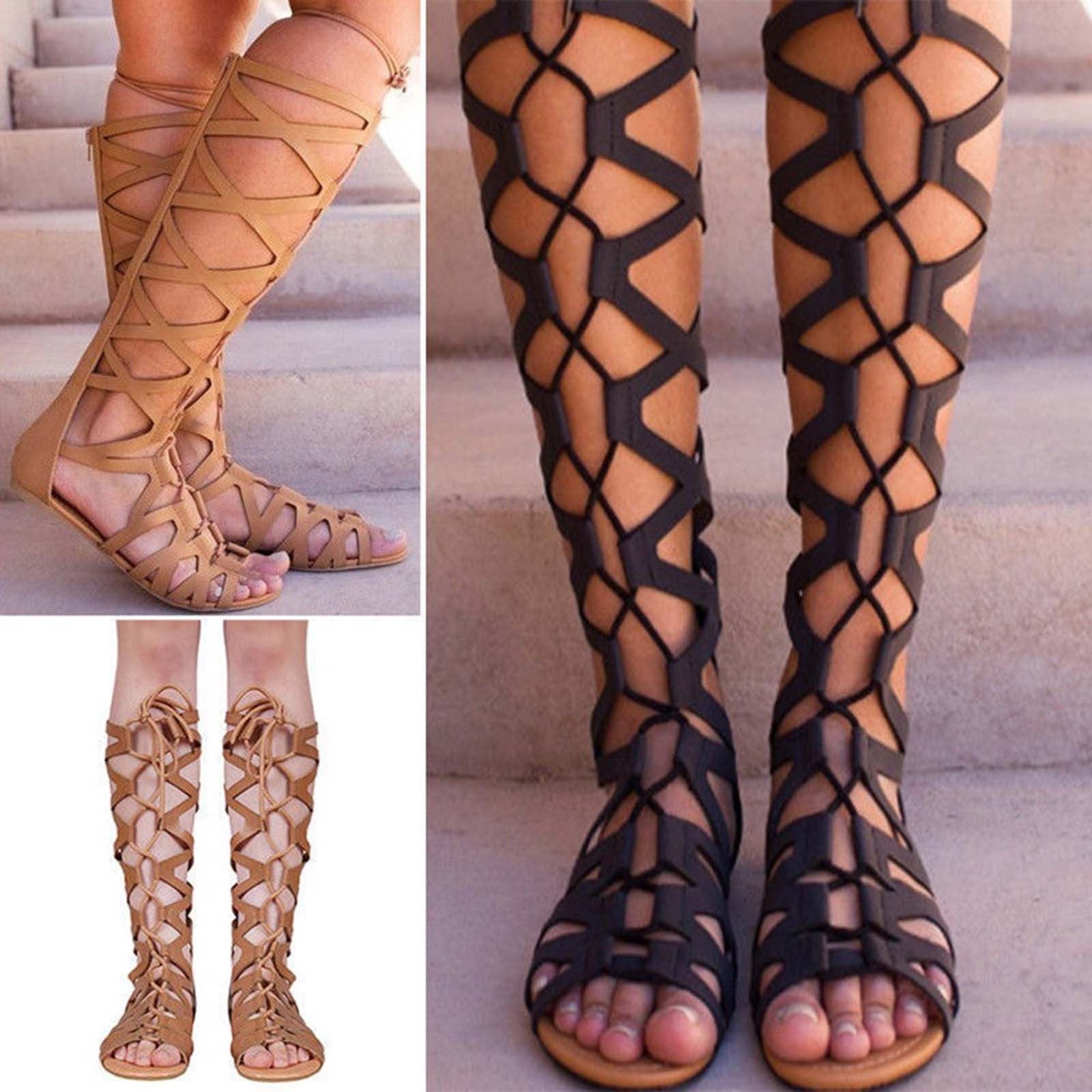 Sandals for Women Lace Up Gladiator Sandals Platform Summer Beach ...