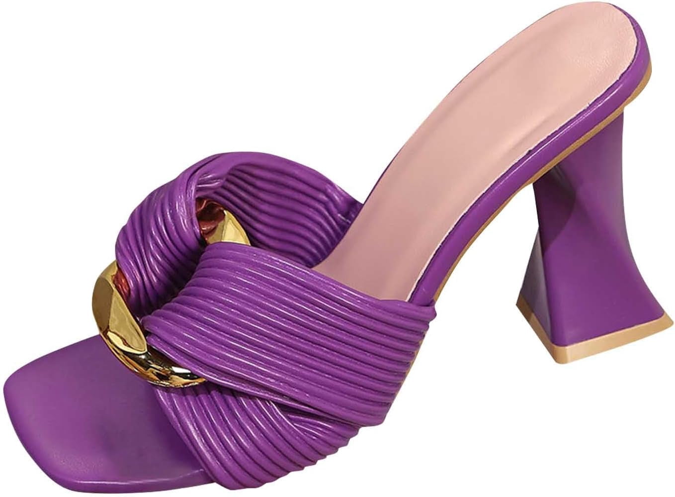 Sandals for Women Trendy Chunky Low Heel Pump Sandals Cross Strappy ...