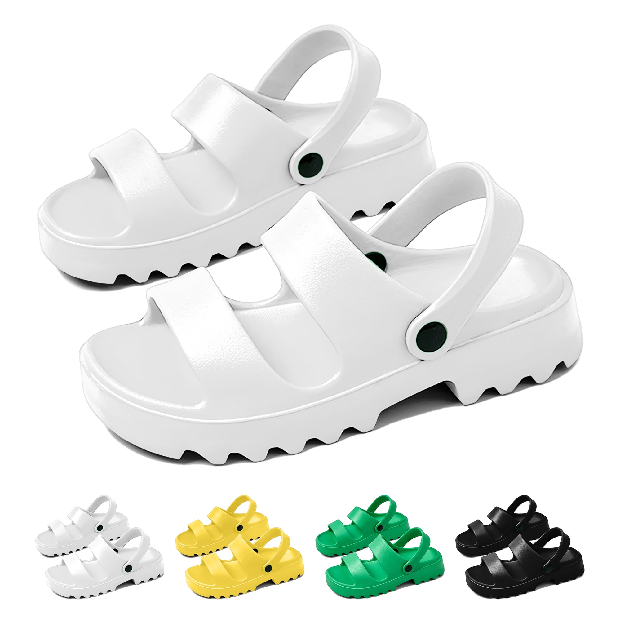 Woman's Comfort Slides with Adjustable Strap EVA Flat Pillow Sandals ...