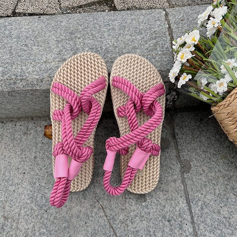 Sandals women‘s hemp rope woven 2024 summer new handmade straw shoes ...