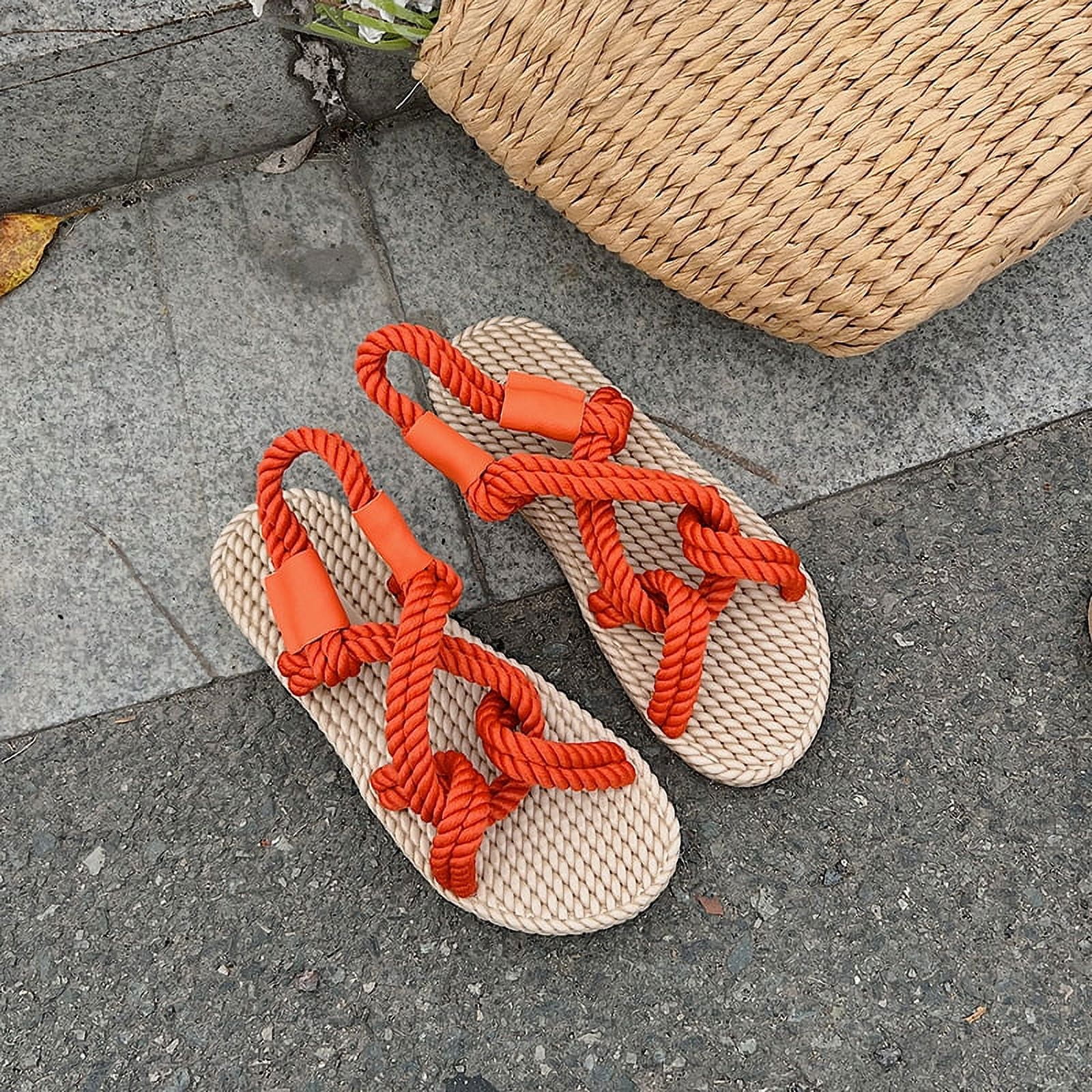 Sandals women‘s hemp rope woven 2024 summer new handmade straw shoes ...