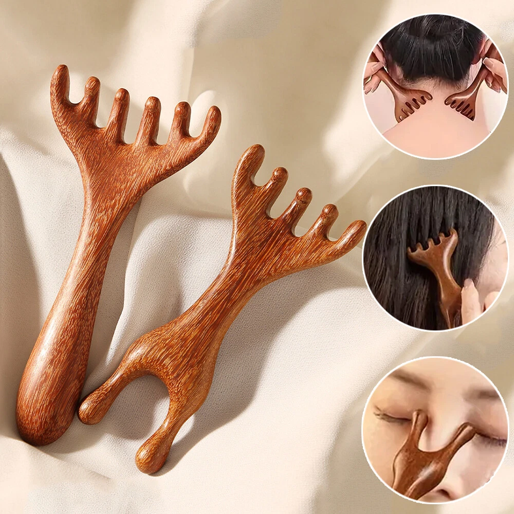 Sandalwood Acupressure Face Body Massage Comb - Scalp Relaxation ...