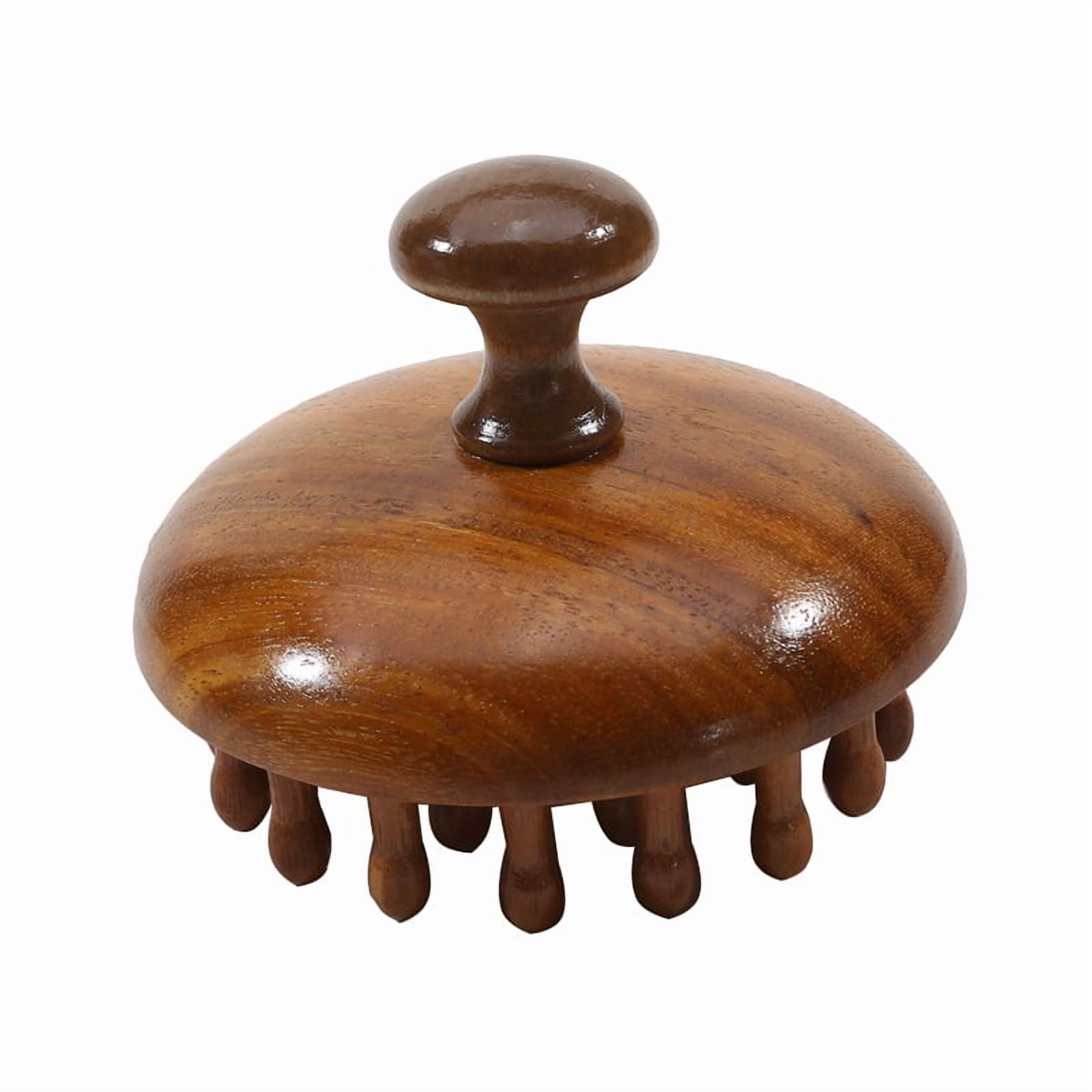 Sandalwood Disc Wooden Massage Scalp Wide Tooth Scalp Comb Round Tip ...