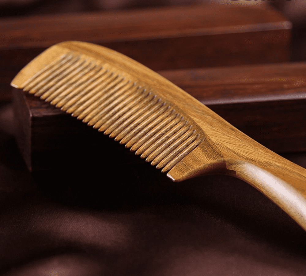 Sandalwood Peach Wood Comb Green– Anti-Static Pocket Hair & Beard Comb ...