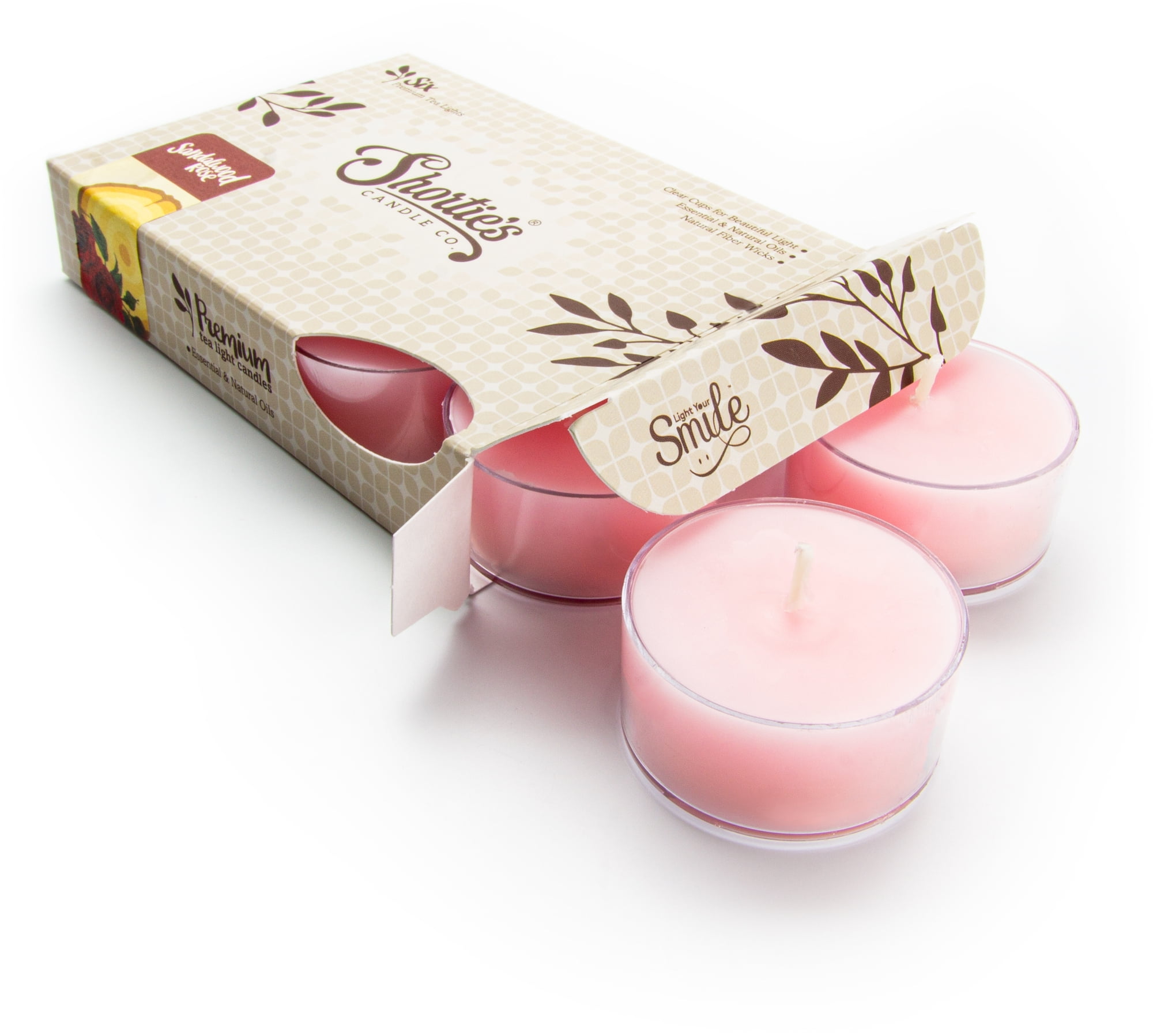Shortie's Candle Company's Sandalwood Rose Tealight Candles - 6 Premium ...