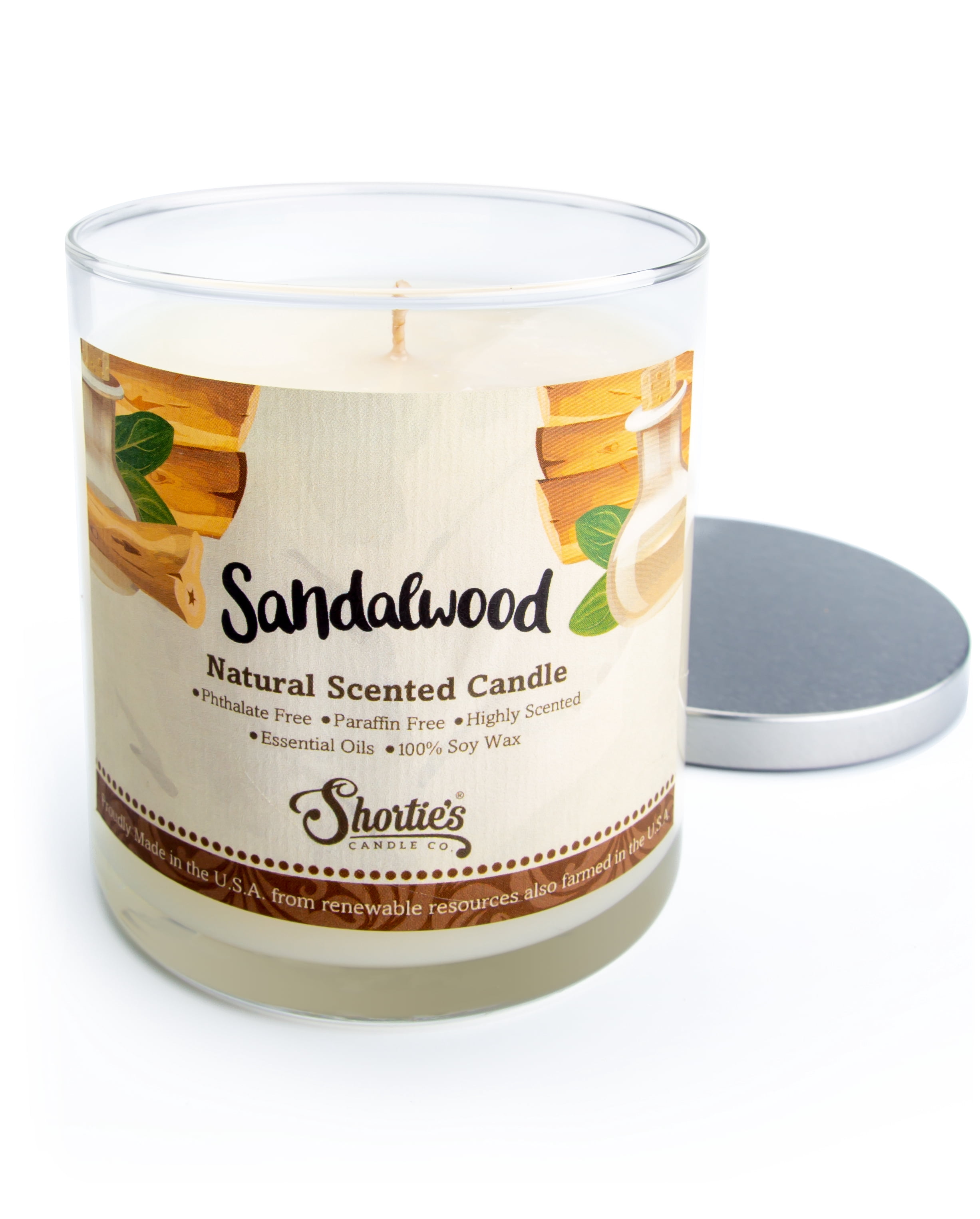 Sandalwood Scented Natural Soy Candle, Essential Fragrance Oils, 100% ...