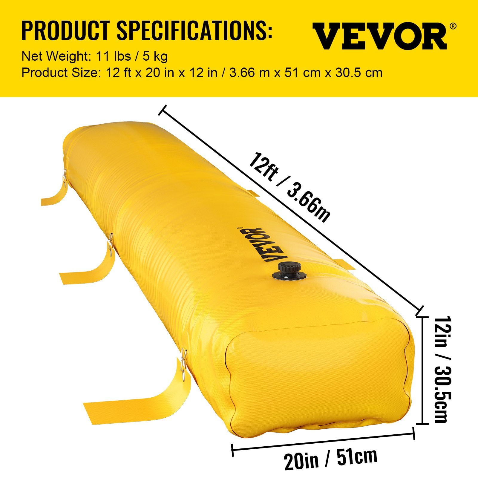 Sandbag Alternative Flood Barrier, 12 Feet Length x 12 Inches Height ...